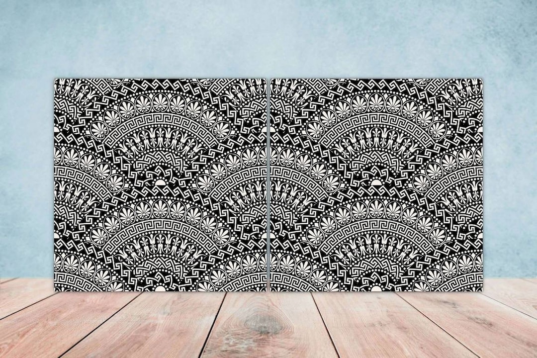 Greek Mediterranean Tiles Set of 2 Greek Wall Decor Tiles Kitchen ...