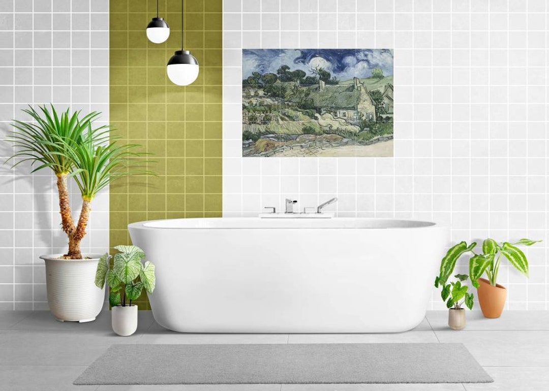Van Gogh Thatched Cottages Tile Mural: Ceramic Mosaic Wall Art - Etsy UK