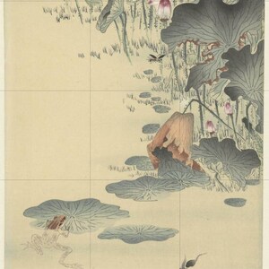 Frog and Tadpoles Tile Mural: Ohara Koson Japanese Oriental Wall Art ...