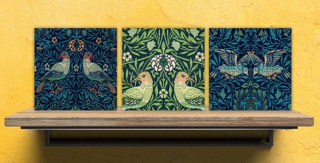 William Morris Ceramic Tiles Set: Botanical Decor, Kitchen Backsplash ...