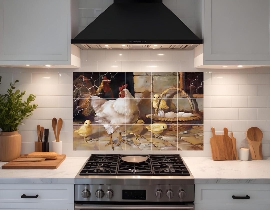 Rooster Ceramic Tile Mural: Farmhouse Kitchen Backsplash - Etsy