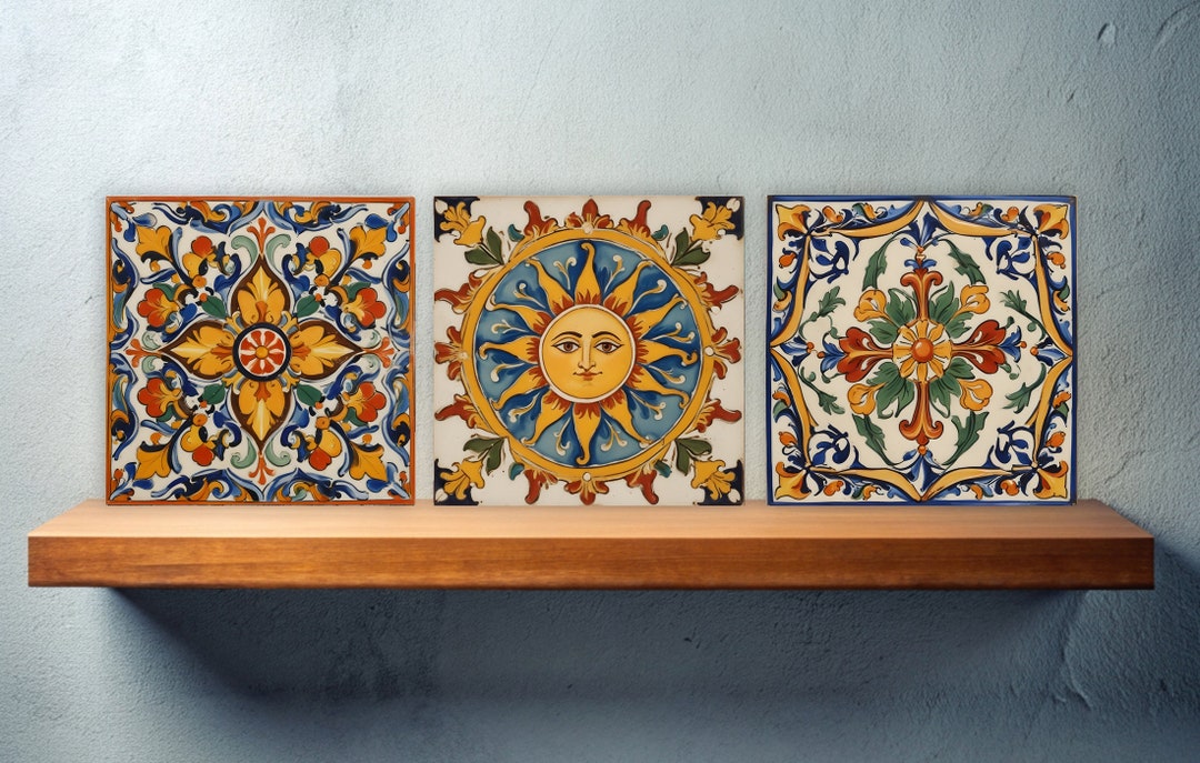 Sicilian Ceramic Tiles: Set of 3 Mediterranean Wall Decor - Etsy