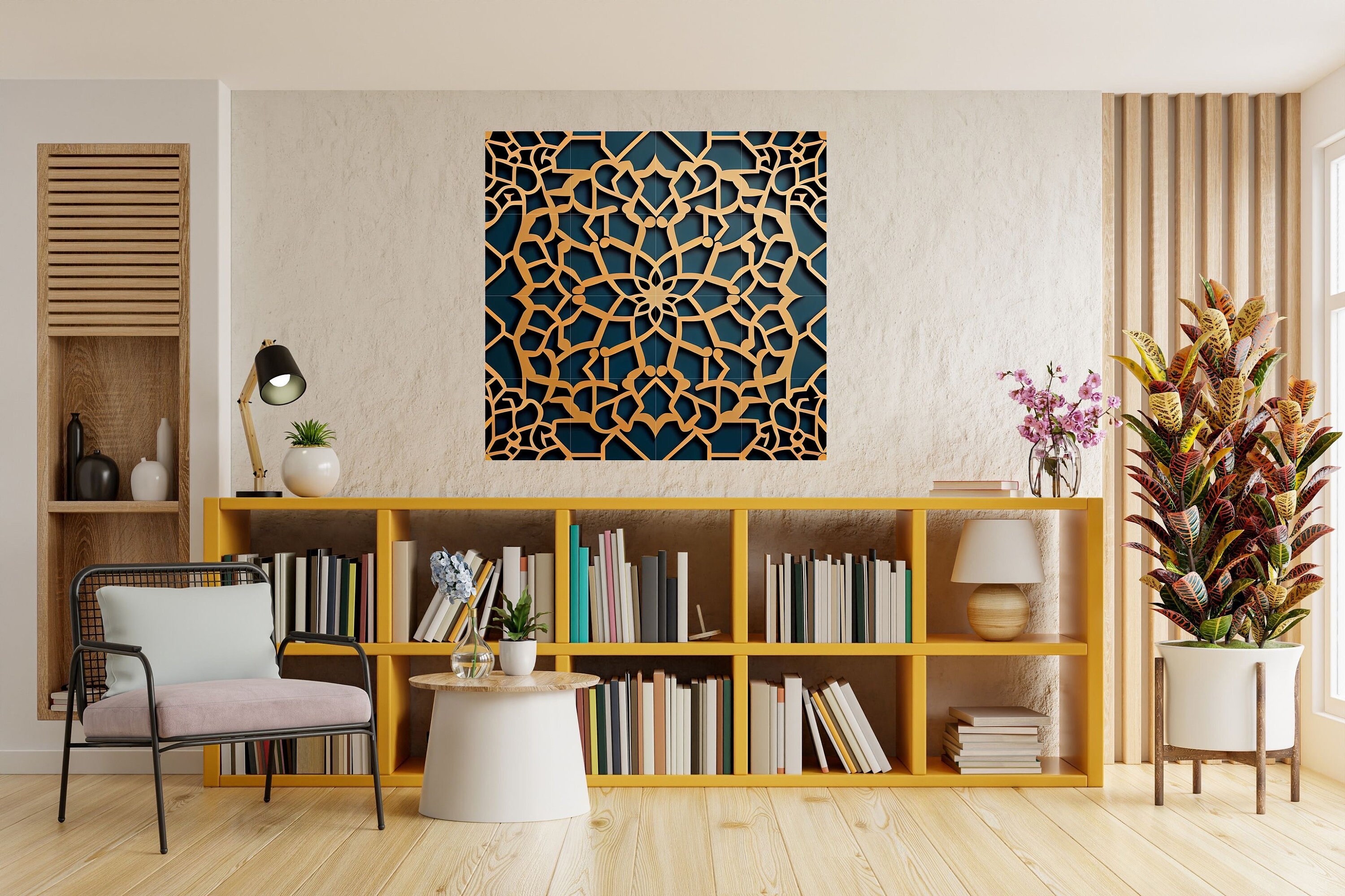 Arabic Pattern Tile Mural: Moroccan Ceramic Wall Art - Etsy