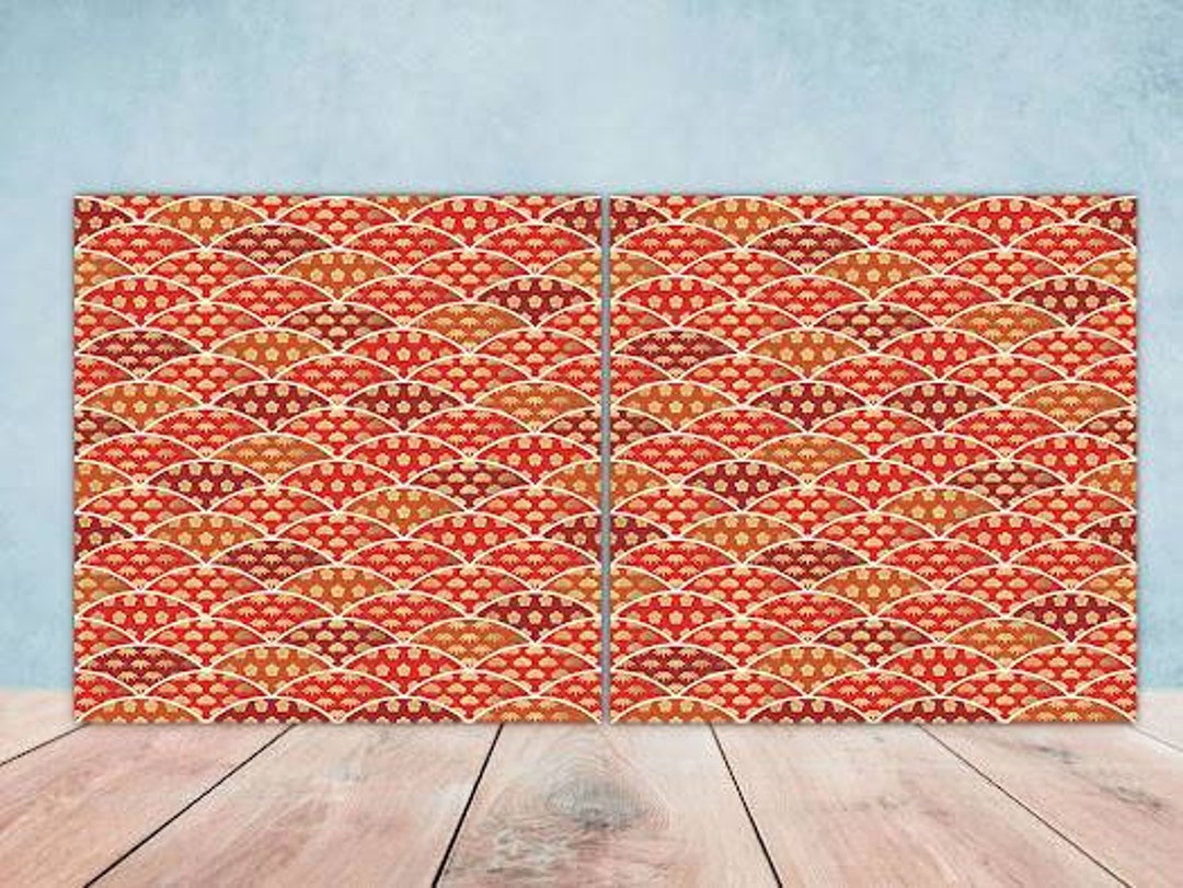 Japanese Ceramic Tiles Set of 2 Japan Wall Decor Tiles - Etsy