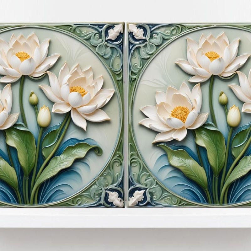Lotus Tiles - Etsy
