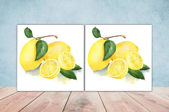 Lemon Tile Fruit Tiles Tropical Tile Design Two 6 X 6 Inches - Etsy