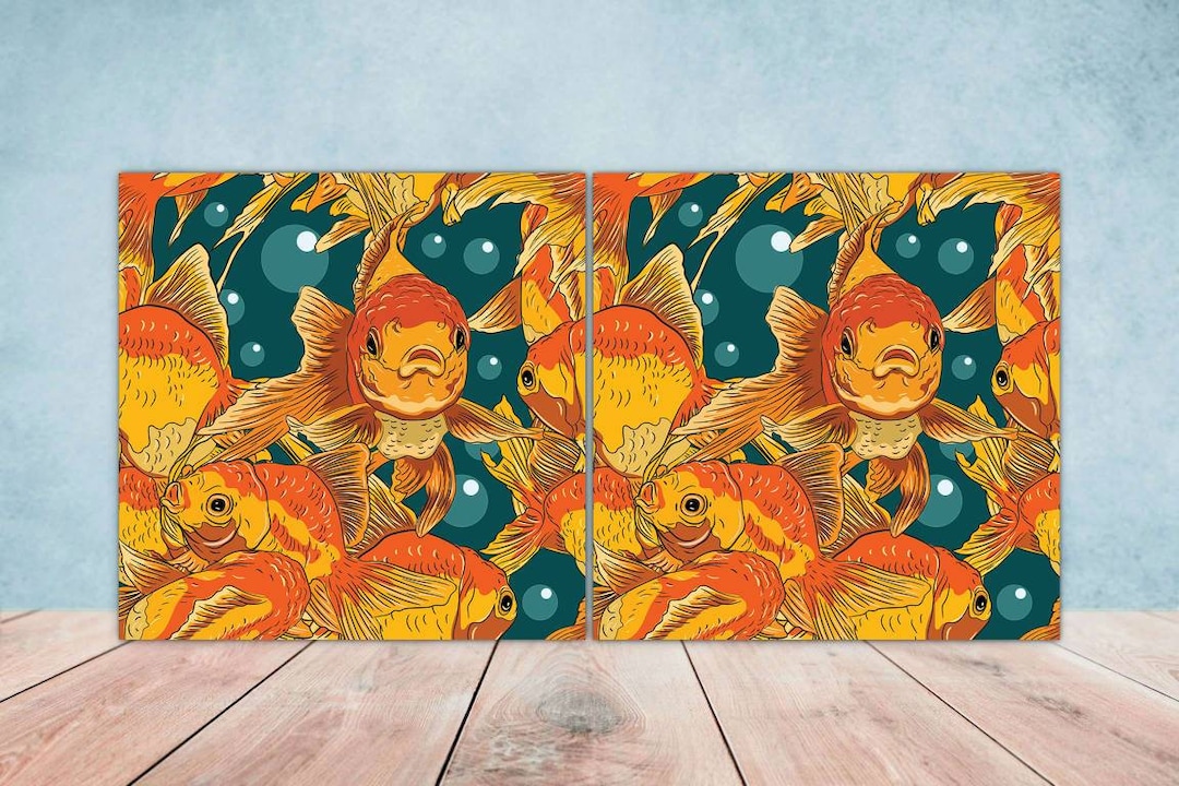 Koi Fish Ceramic Tile Japanese Tiles set of 2 Wall Decor - Etsy