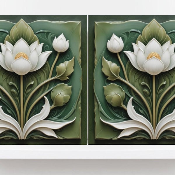 Lotus Tiles - Etsy