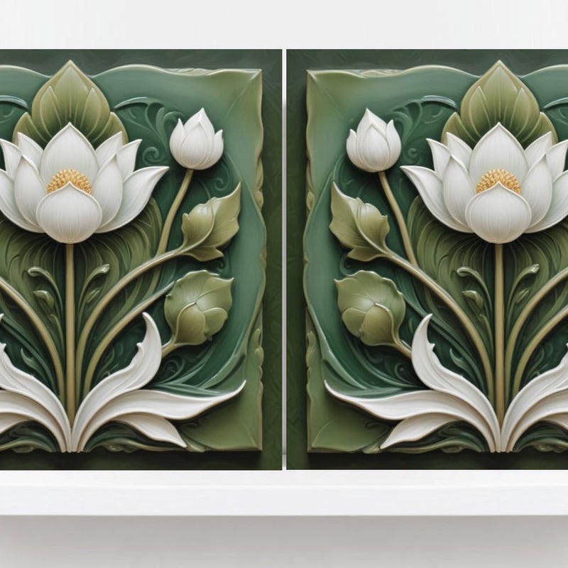 Lotus Tiles - Etsy