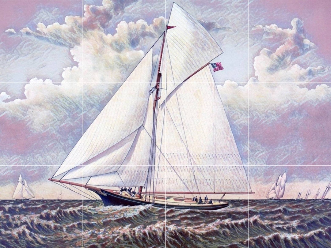 Tile Mural/mosaic Ceramic Panel of a Ship - Sailing Ship Print- Ocean ...