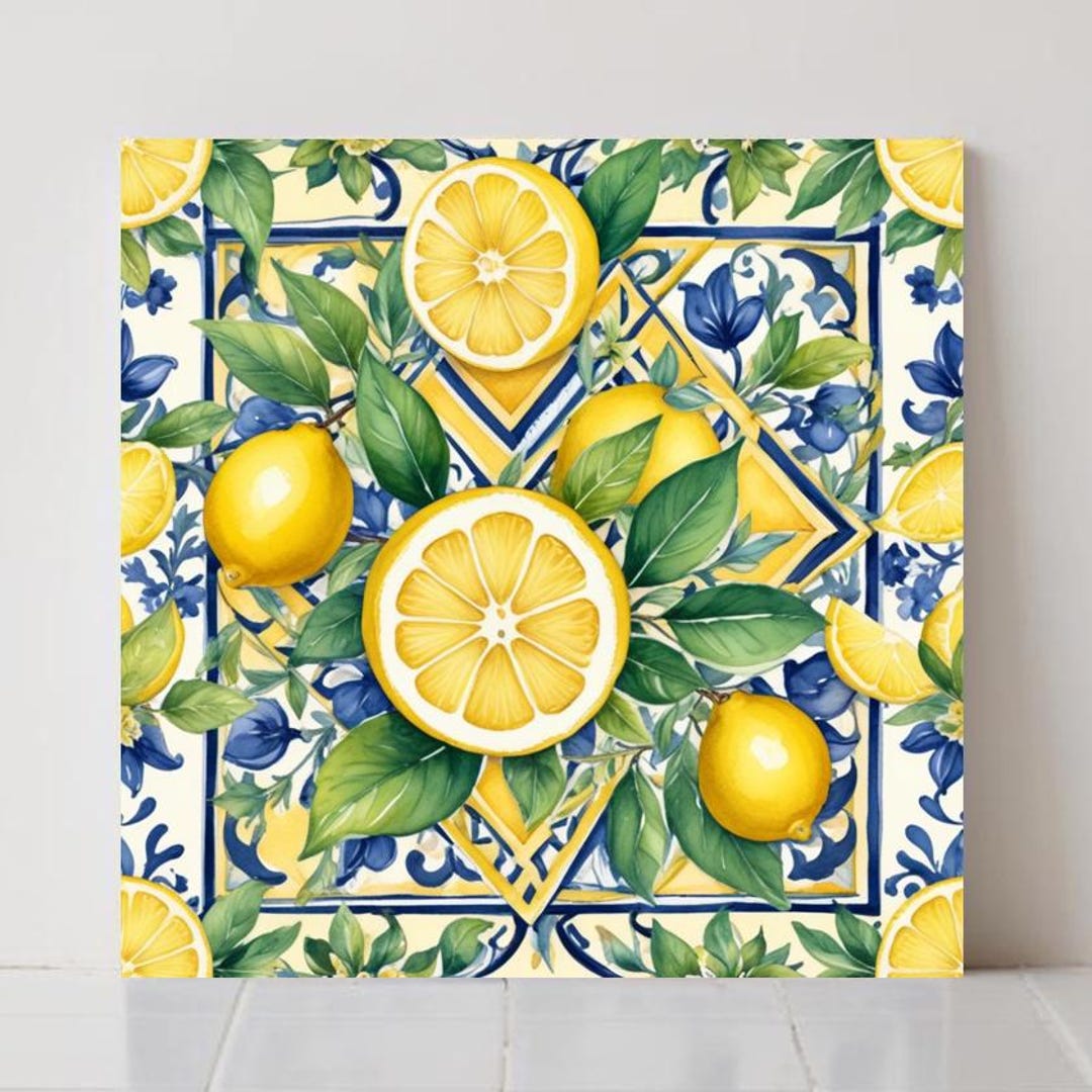 Lemon Majolica Tiles: Set of 2 Italian Ceramic Wall Decor - Etsy
