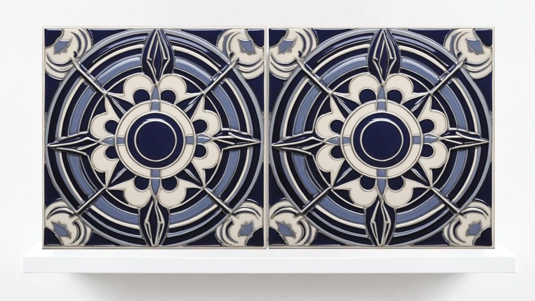 Art Deco Tile Backsplash - Set of 2 Retro Wall Decor Geometric Tiles ...