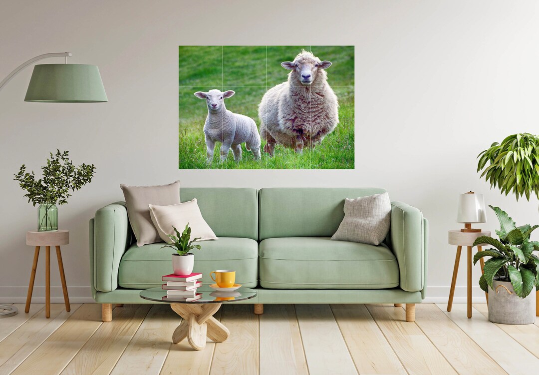 Tile Mural/mosaic Ceramic Panel of a Sheep and Lamb - Sheep Wall Animal ...