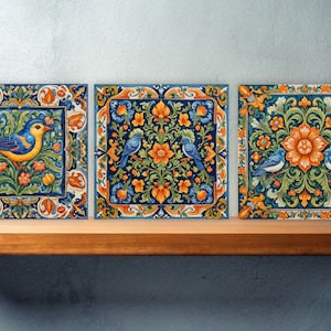 Sicilian Ceramic Tiles Set of 3 Sicilian Wall Decor Tiles Kitchen ...