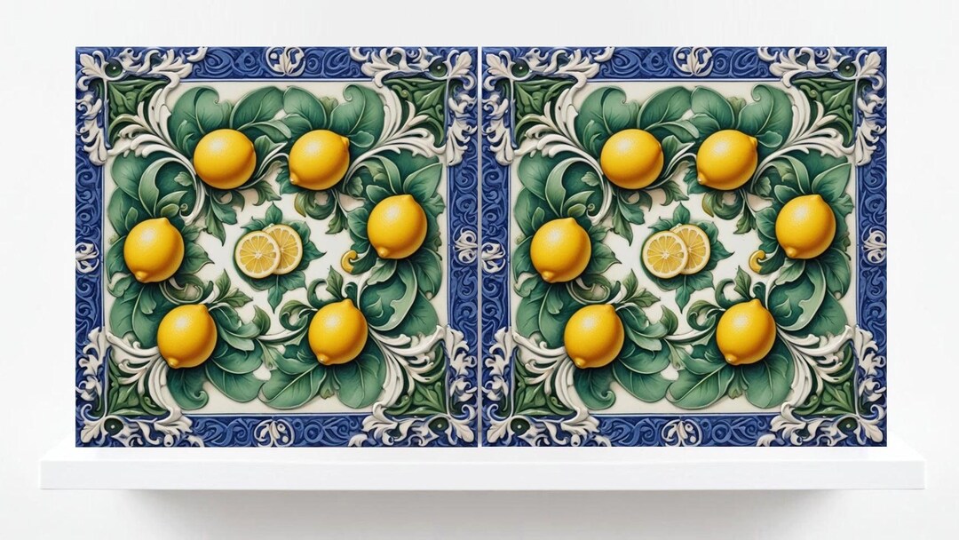 Italian Majolica Lemon Tiles - Mediterranean Kitchen Backsplash Decor ...