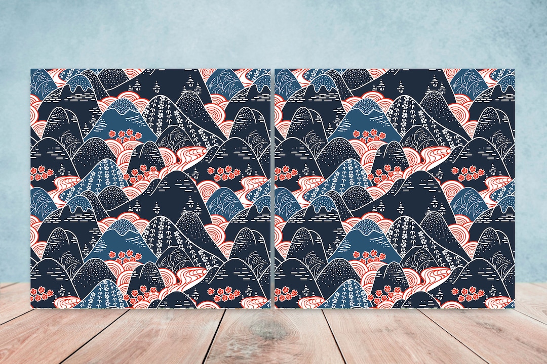 Japanese Ceramic Tiles - Set of 2 Japan Wall Decor Tiles - Kitchen ...