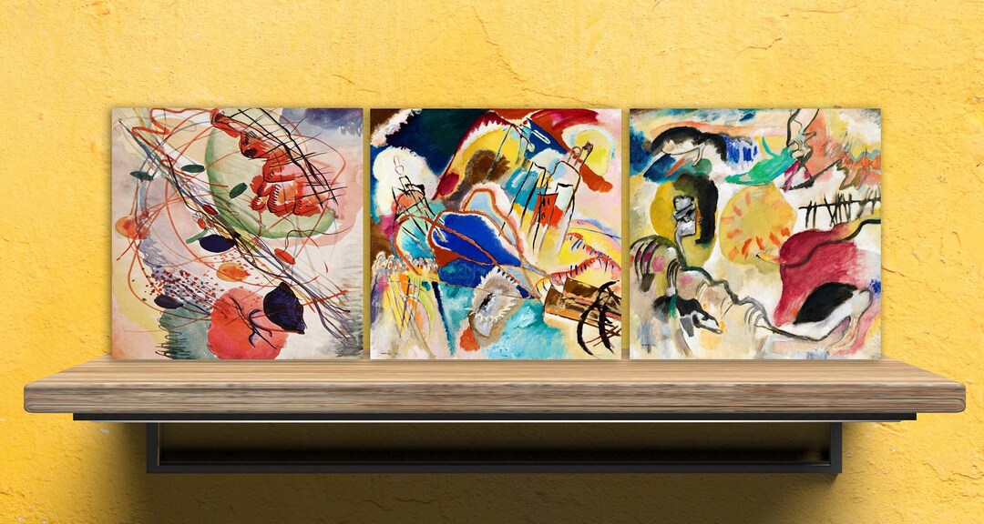 Kandinsky Ceramic Tile Set: Abstract Art Decor, Backsplash Tiles - Etsy