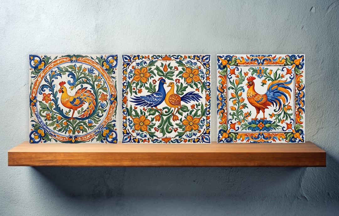 Sicilian Ceramic Tiles - Set of 3 Sicilian Wall Decor Tiles - Kitchen ...