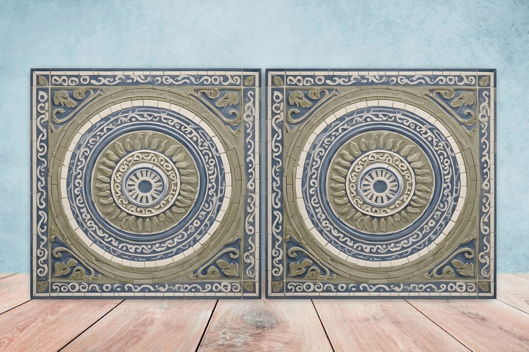 Greek Mediterranean Tiles - Set of 2 Greek Wall Decor Tiles - Kitchen ...