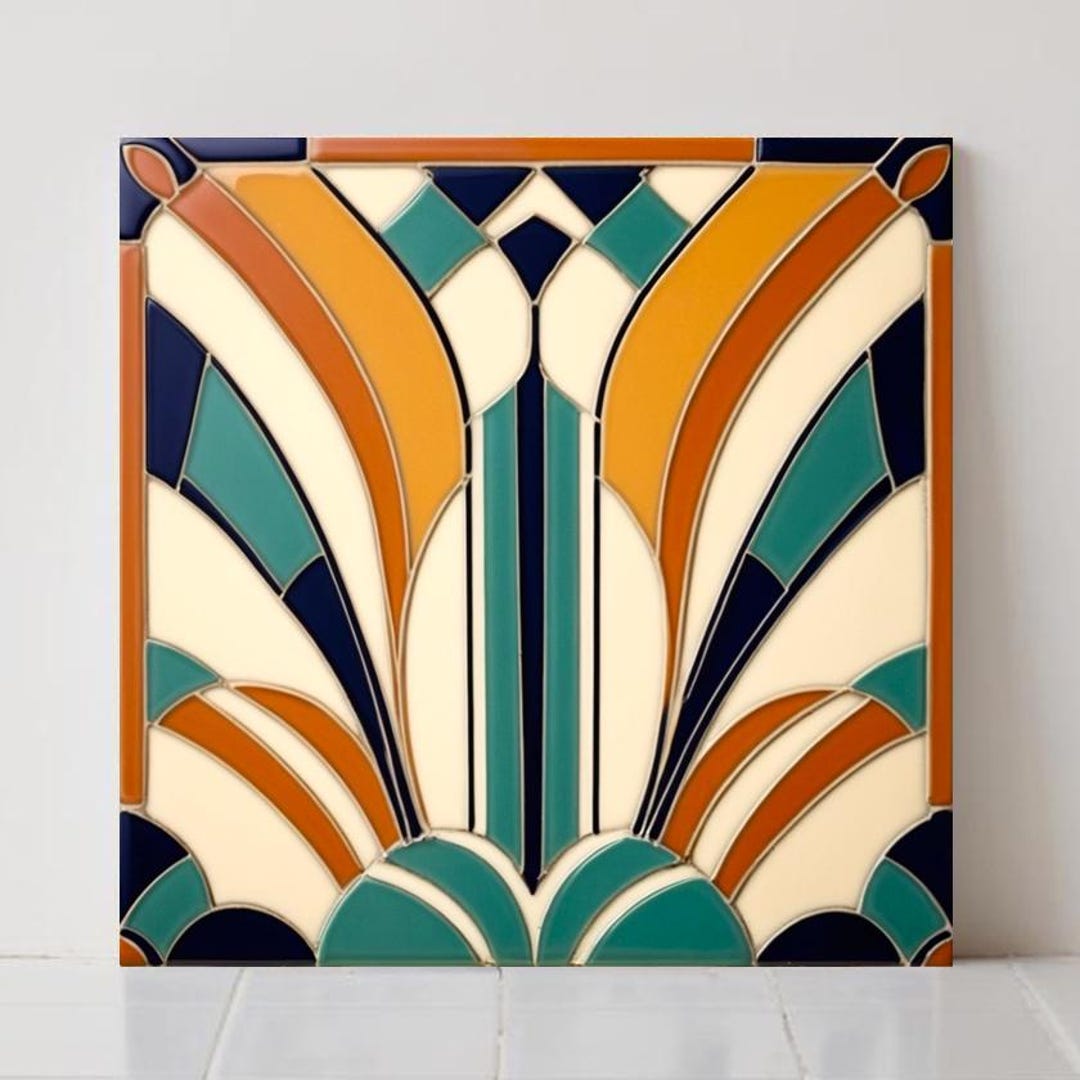 Art Deco Ceramic Tile Geometric Wall Decor Vibrant Kitchen Backsplash