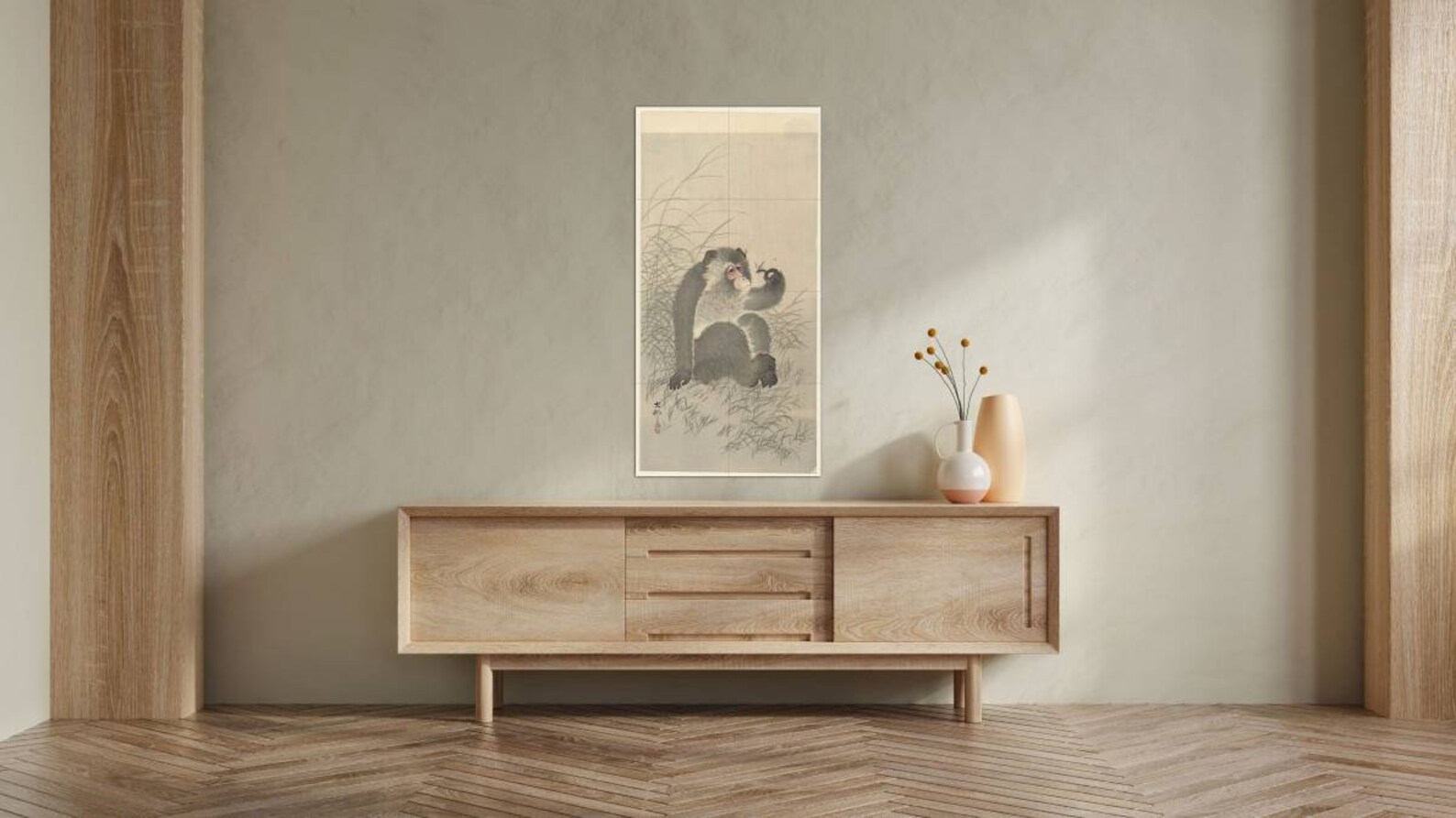Monkey & Insect Tile Mural: Ohara Koson Japanese Art Panel - Etsy