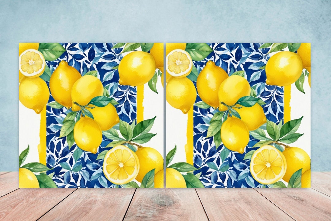 Italian Majolica Lemon Tiles - Set of 2 Italian Wall Decor Tiles ...