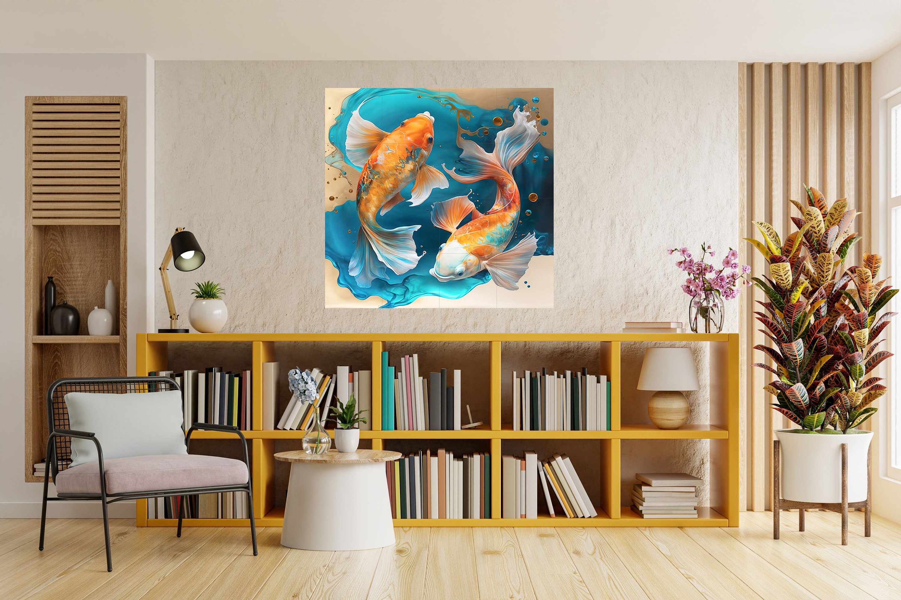 Japanese Koi Fish Pond Tile Mural: Gloss Ceramic Mosaic Panel - Etsy
