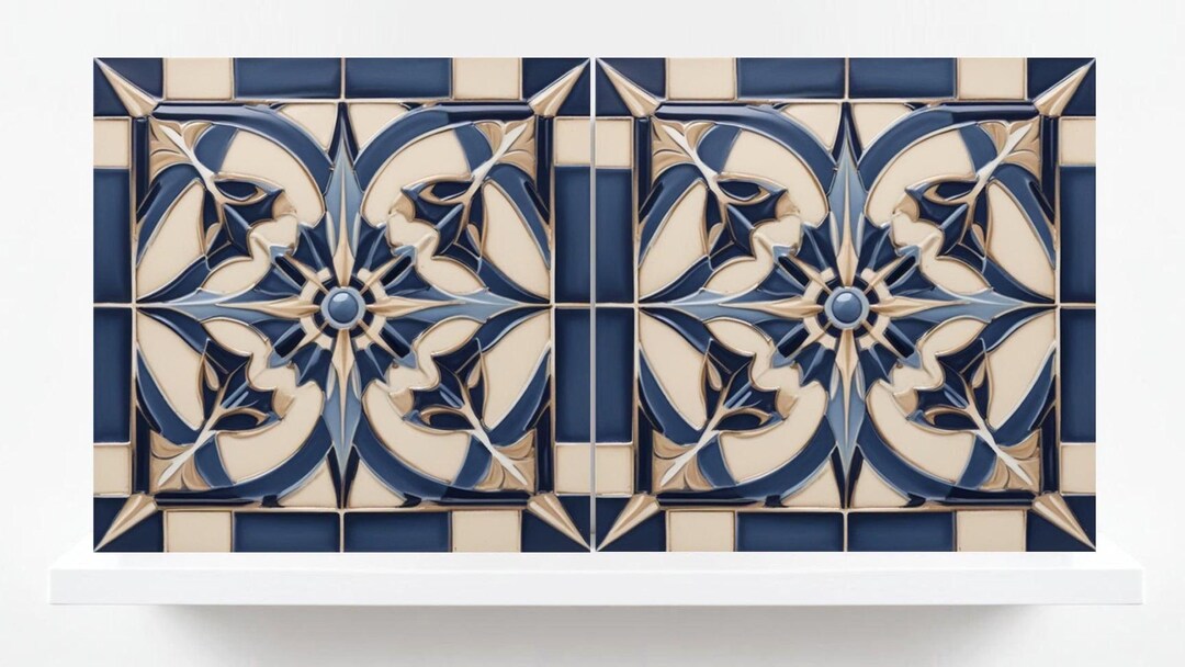 Art Deco Tile Backsplash - Set of 2 Art Deco Wall Decor Geometric Tiles ...