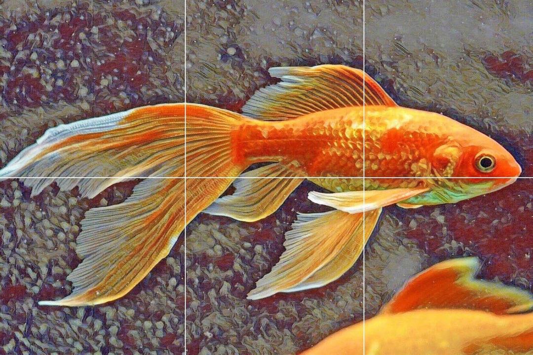 Tile Mural/mosaic Ceramic Panel of a Goldfish - Goldfish Wall Art ...
