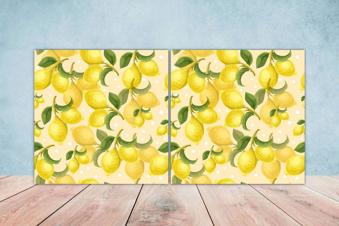 Lemon Wall Print Ceramic Tile Set of 2 Ceramic Wall Tiles Kitchen ...