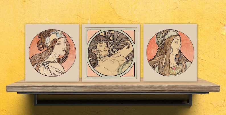 Alphonse Mucha Set of 3 Ceramic Tilesceramic Decor - Etsy