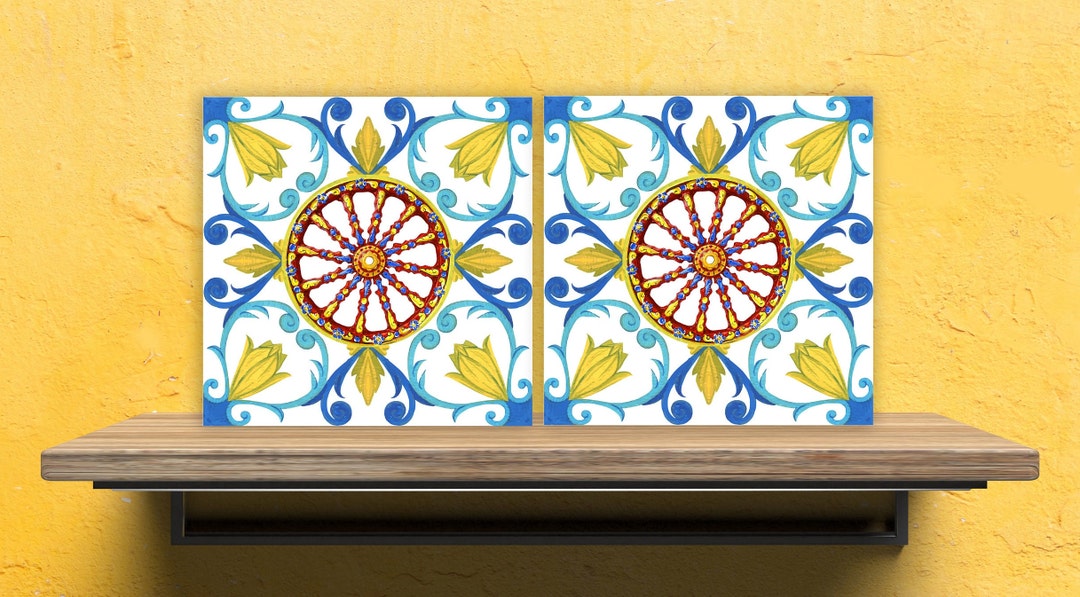 Sicilian Ceramic Tiles - Set of 2 Sicilian Wall Decor Tiles - Kitchen ...