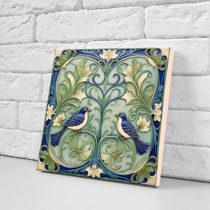 Art Nouveau Bird Ceramic Tiles - Set of 2 Wall Decor Tiles - Etsy UK