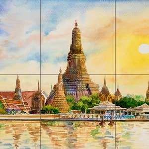 Tile Mural/mosaic Ceramic of Wat Arun Temple - Thailand - Lovely ...