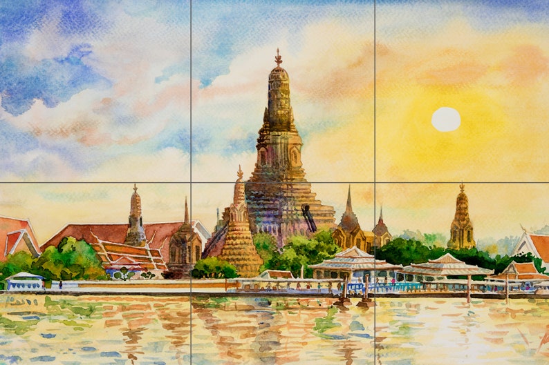 Tile Mural/mosaic Ceramic of Wat Arun Temple Thailand - Etsy
