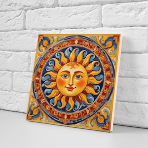 Sicilian Sun Ceramic Tiles - Set of 2 Sicilian Wall Decor Tiles ...