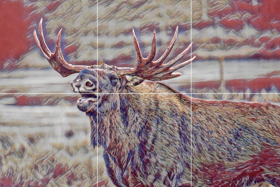Tile Mural/mosaic Ceramic Panel of a Moose moose Wall Print Moose Wall ...