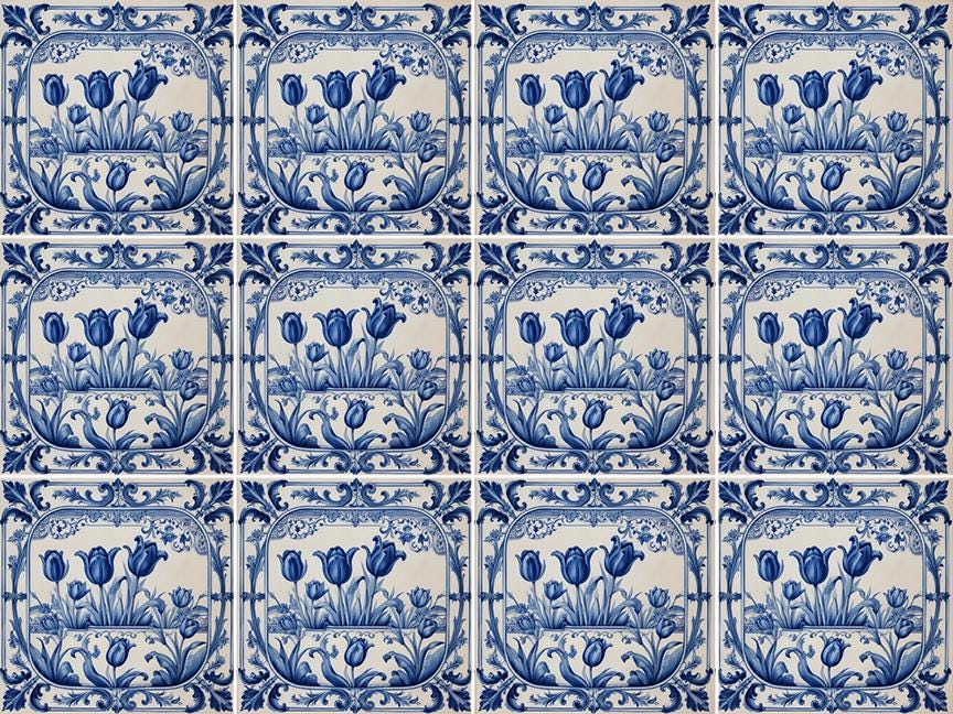 Delft Blue Tulip Ceramic Tile: Dutch Kitchen Backsplash, Floral ...