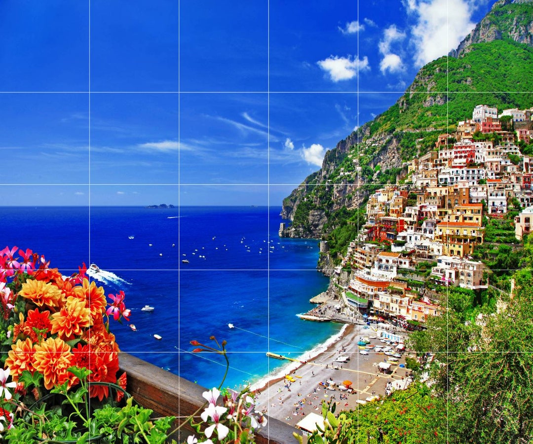 Tile Mural/mosaic Ceramic Panel of Positano positano Wall Print ...
