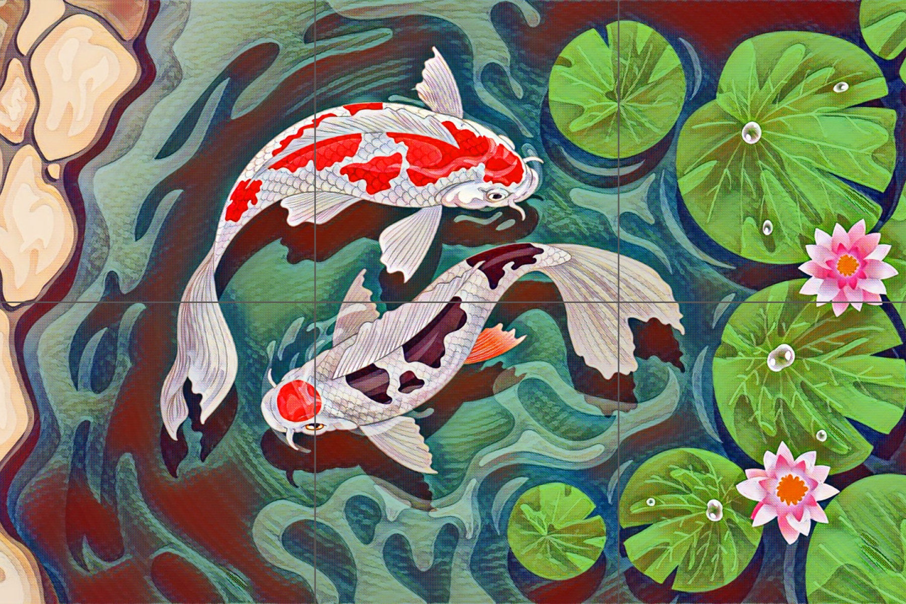 Koi Fish Mosaic Patterns Printable