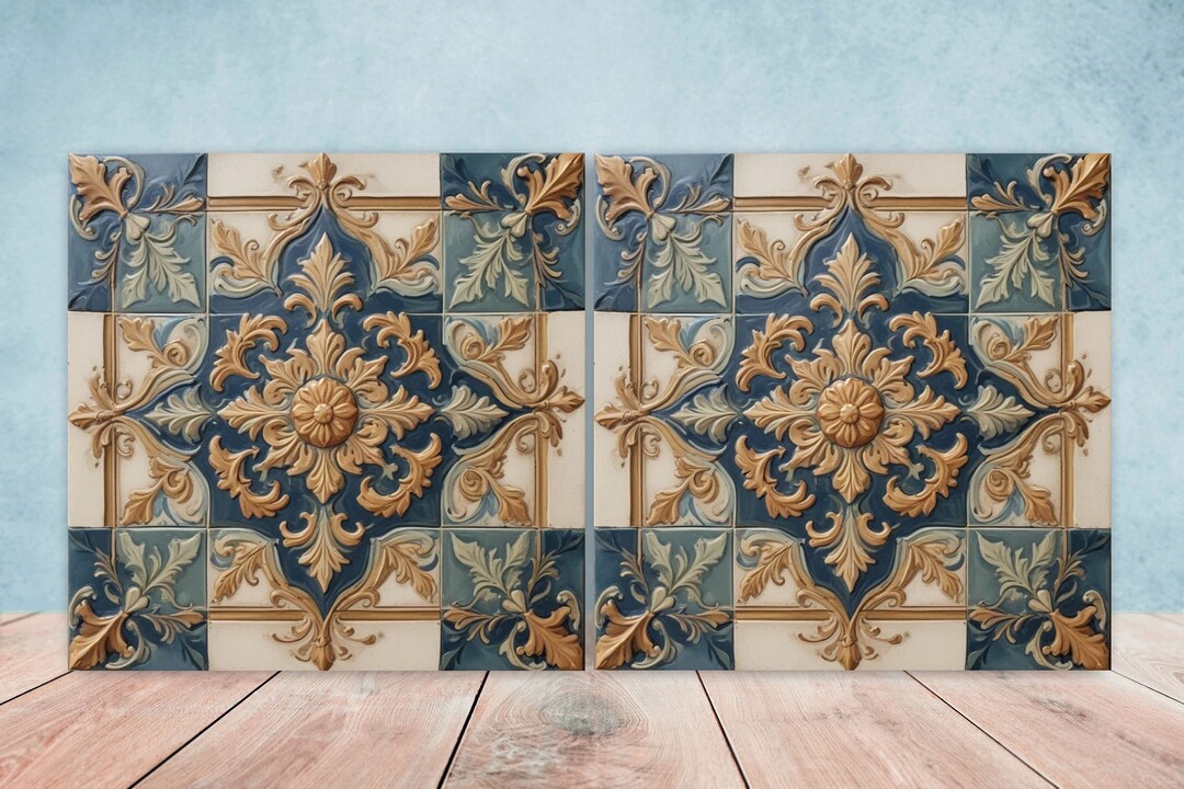 Set of 2 Handmade Damask Victorian Ceramic Tiles: Gloss Finish - Etsy