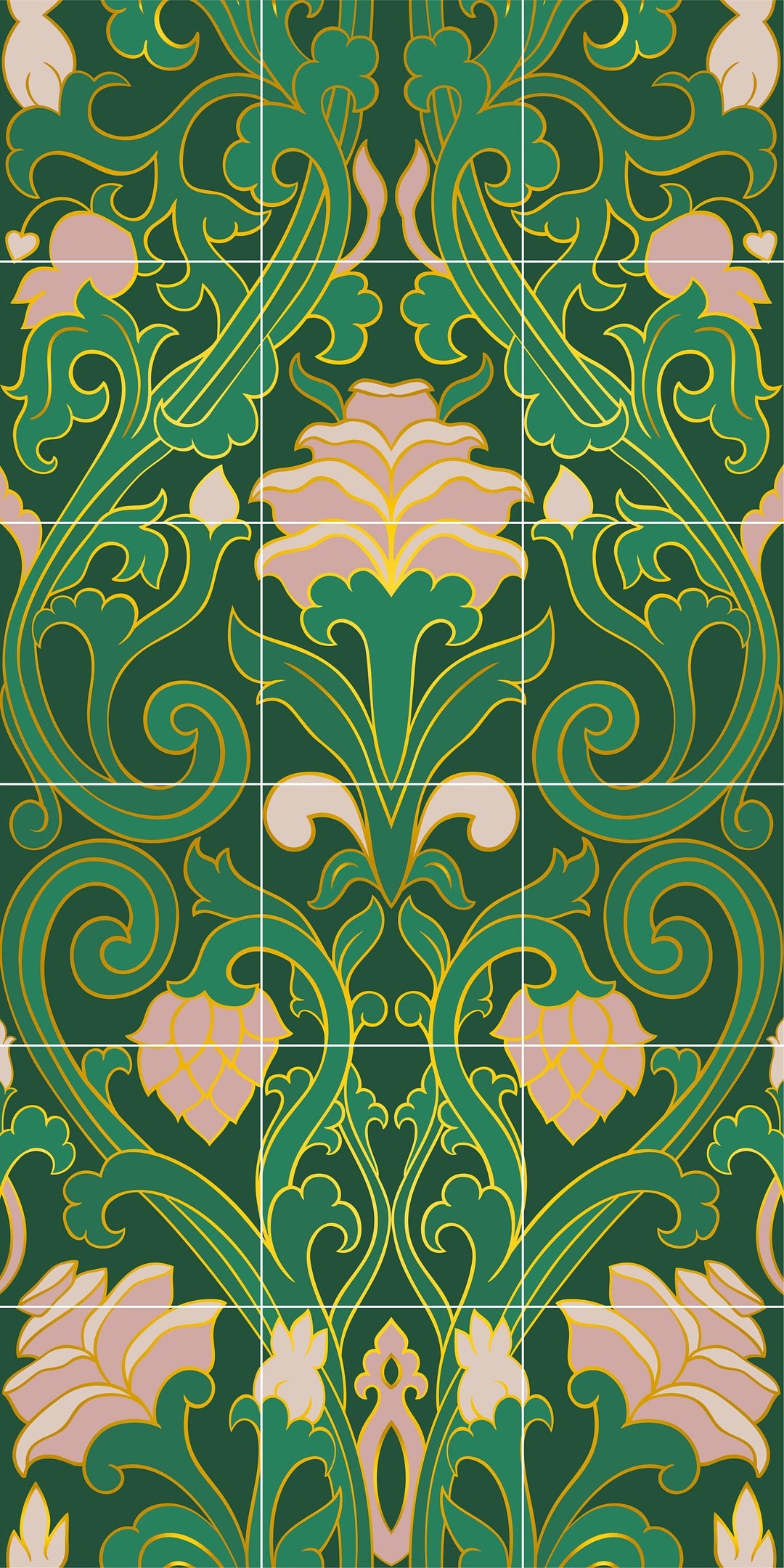 Art Nouveau Floral Ceramic Tile Mural: Kitchen Backsplash, Bathroom ...