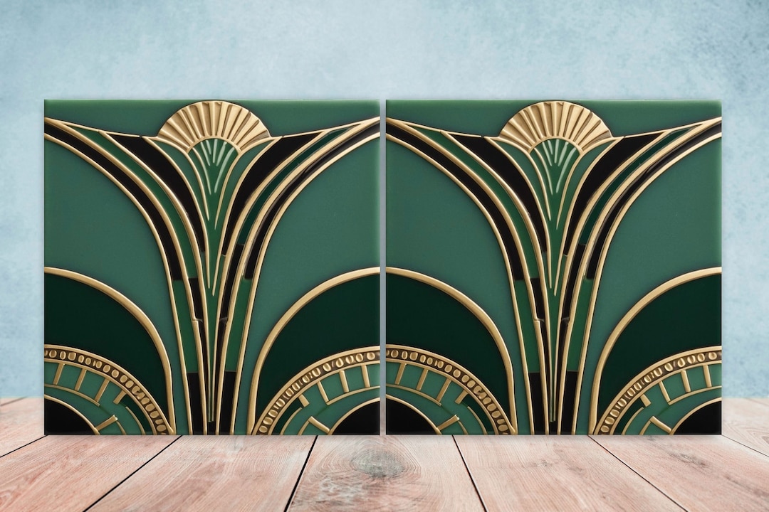 Art Deco Ceramic Tiles: Geometric Wall Decor, Kitchen Backsplash - Set ...