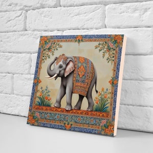 Indian Elephant Ceramic Gloss Wall Tiles Set of 2 Elephant Wall Art ...
