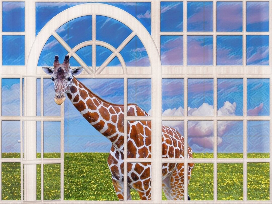 Tile Mural/mosaic Ceramic Panel of a Giraffe window Wall Art Giraffe ...