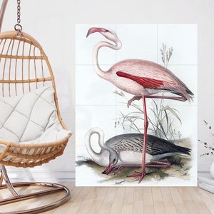 Tile Mural/mosaic Ceramic Panel of Pink Flamingo- Tropical Bird Mural ...