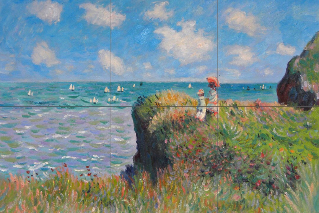 Tile Mural/mosaic Ceramic Panel of Claude Monet - Monet Cliff Walk ...