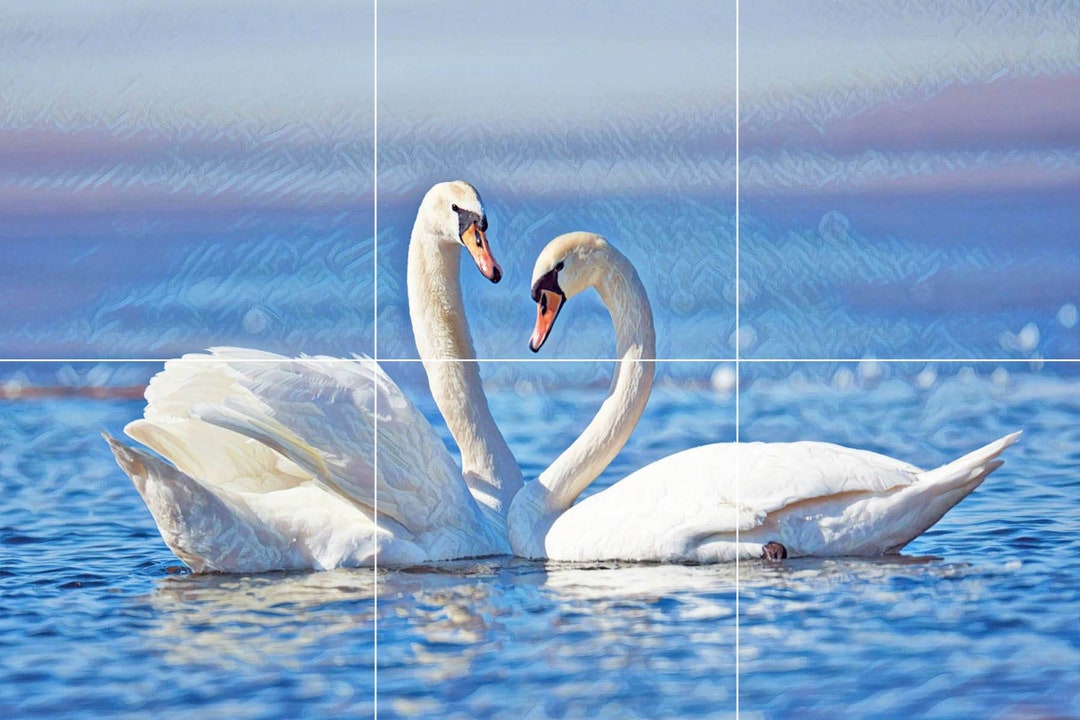 Tile Mural/mosaic Ceramic Panel of Swan Bird Mural Swans Wall Decor ...