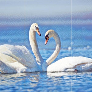 Tile Mural/mosaic Ceramic Panel of Swan Bird Mural Swans Wall Decor ...