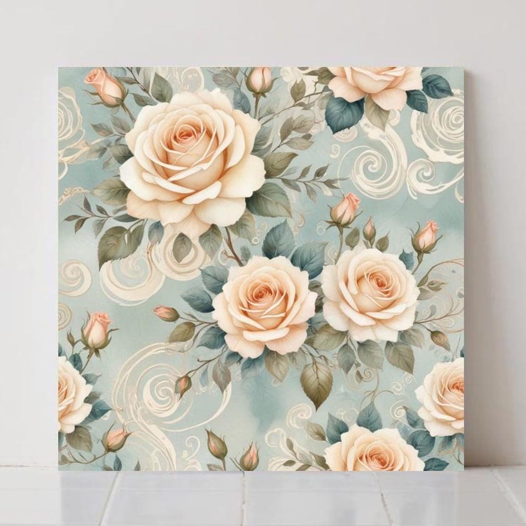 Rose Ceramic Tile – Botanical Floral Wall Art, Soft Pastel Kitchen ...